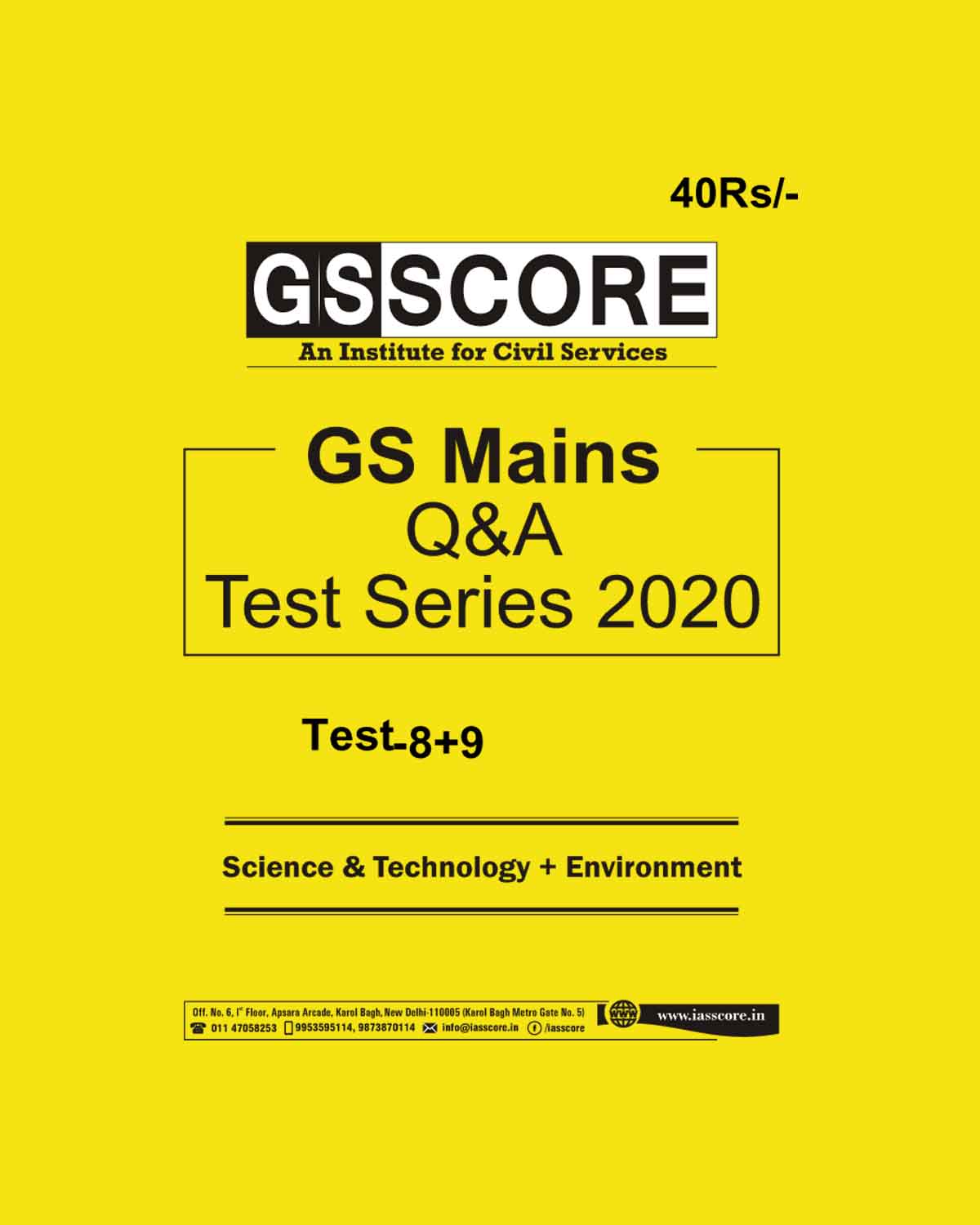 GS SCORE MAINS TEST SERIES 2020 – TEST- (8-9) – SCIENCE & TECHNOLOGY ...