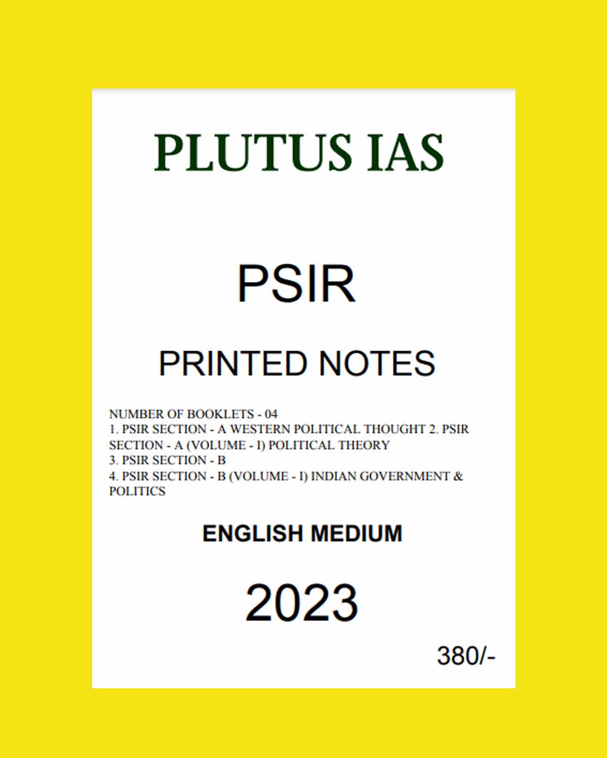 POLITICAL SCIENCE PLUTUS IAS 2023 PSIR PRINTED NOTES BY DR. BIJENDRA K ...