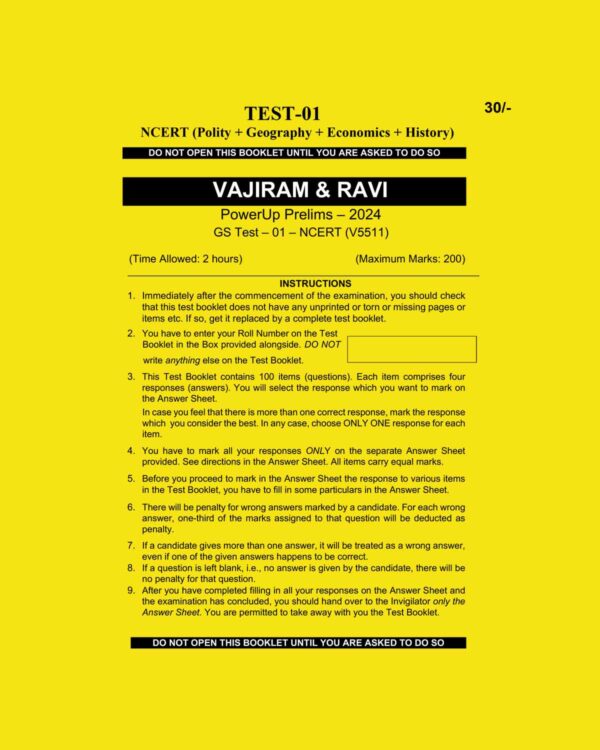 VAJIRAM & RAVI 2024 GS TEST-01 (V5511) NCERT (POLITY + GEOGRAPHY ...