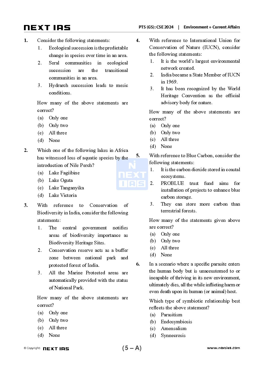 NEXT IAS 2024 TEST-20 2024 FINAL {ENGLISH} {BLACK AND WHITE} | Imagerunners